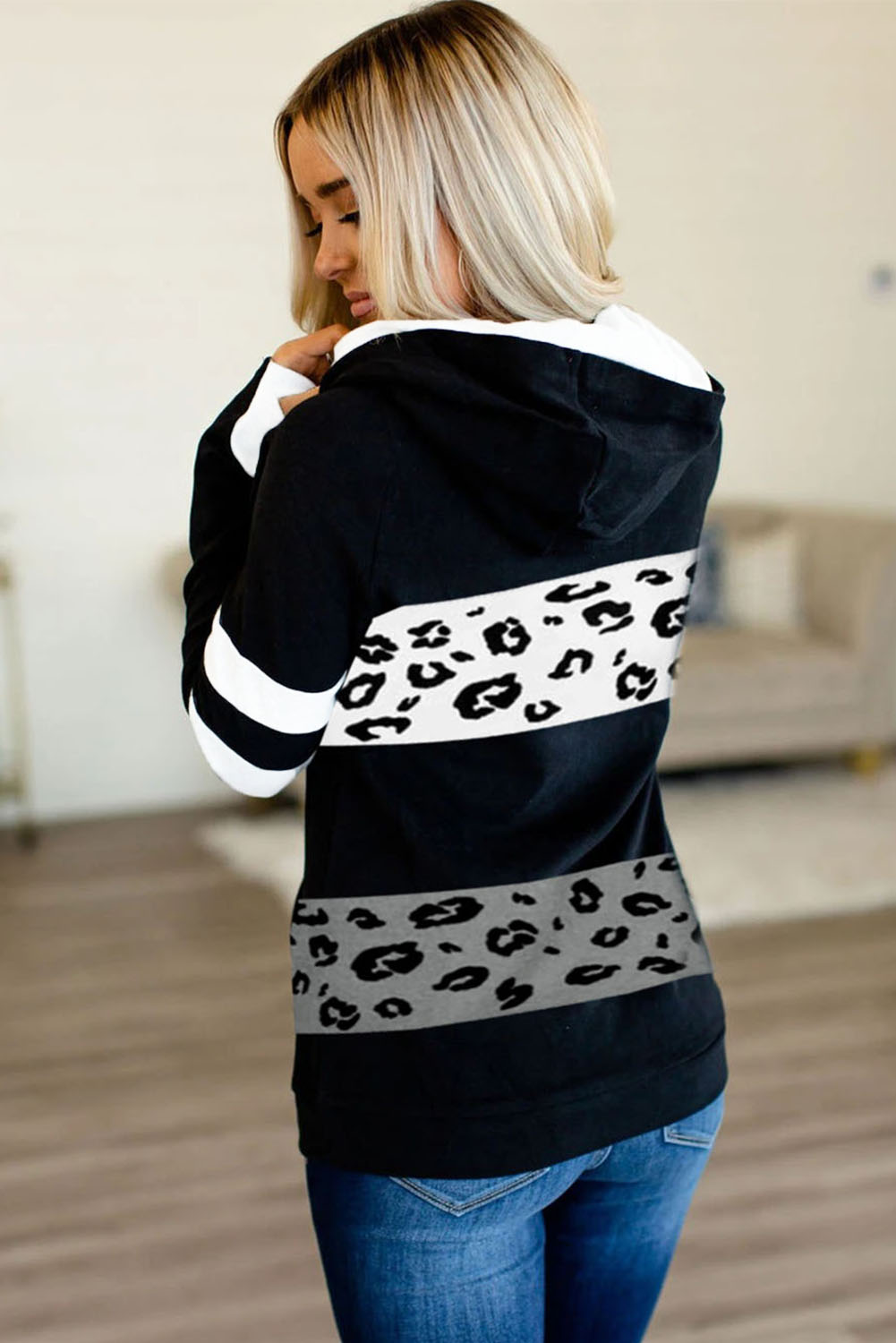 Us 10 81 Drop Shipping Leopard Patchwork Inclined Zipper Thumb Hole