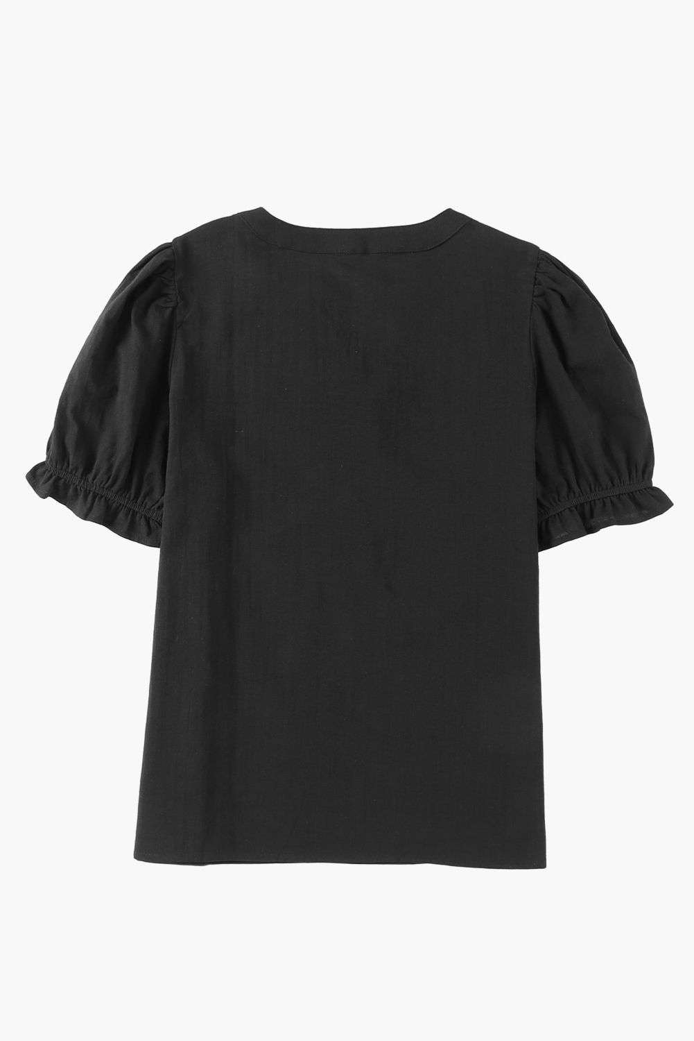 Us 9 66 Drop Shipping Black Floral Embroidered Ruffled Puff Sleeve