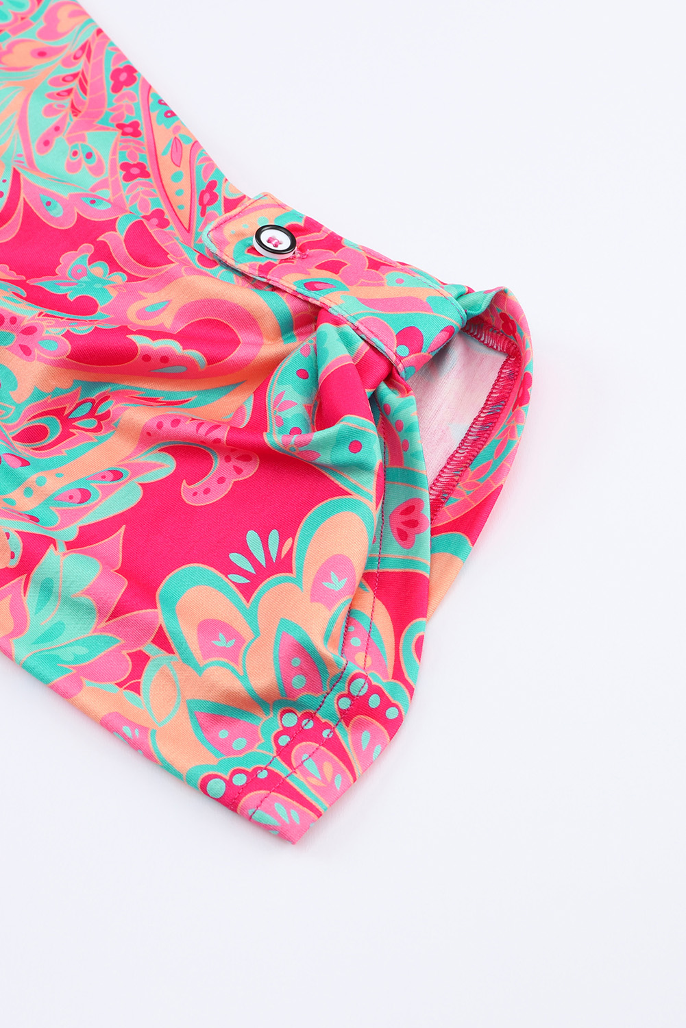 Us 6 33 Drop Shipping Rose Plus Size Paisley Print V Neck Roll Tab