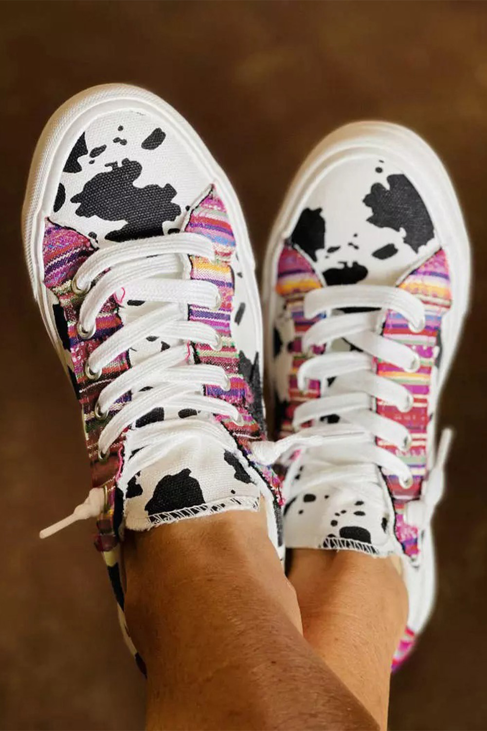 US$ 10.33 Drop-shipping Multicolor Cow Print Serape Lace-up Canvas for ...