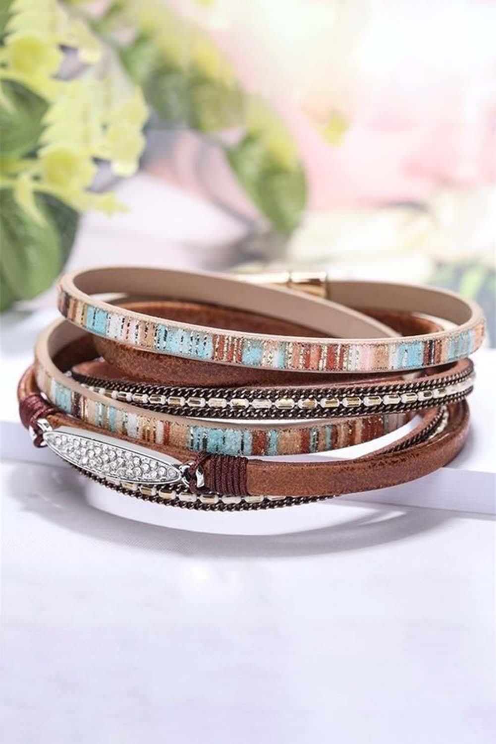 US$ 2.61 Drop-shipping Brown Vintage Handwoven Colorblock Bracelet for ...