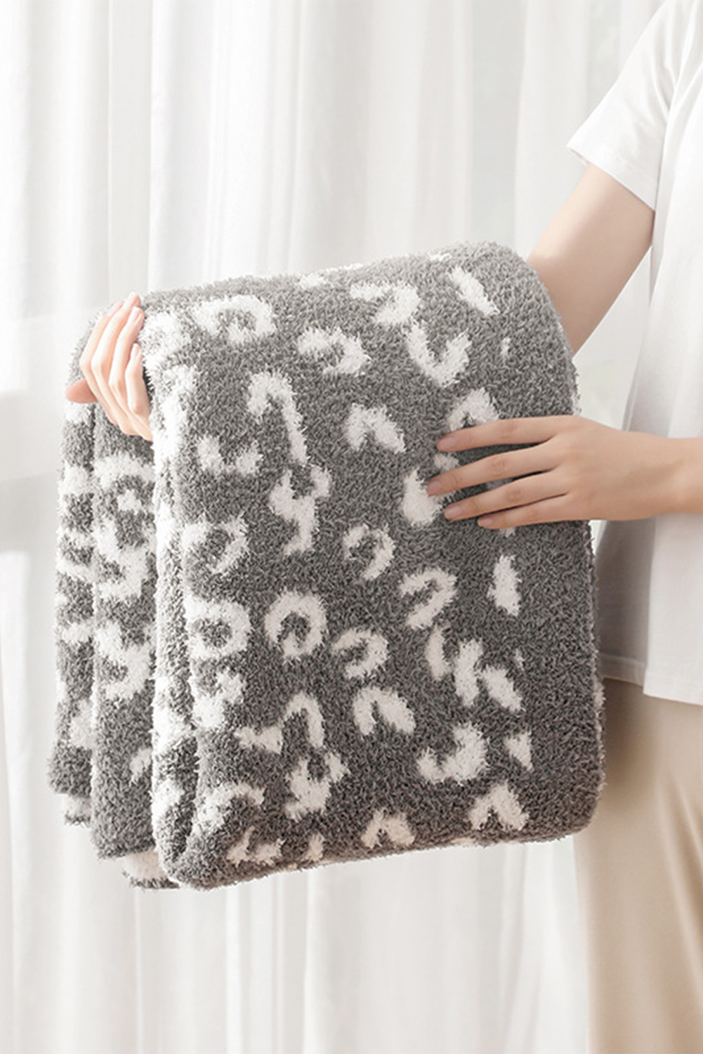 US$ 17.23 Drop-shipping Gray Leopard Grain Knitting Blanket 127*152CM ...