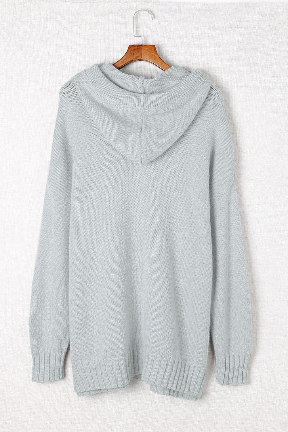 US$ 15.53 Drop-shipping Gray Kangaroo Pocket Cowl Neck Knitted Sweater ...