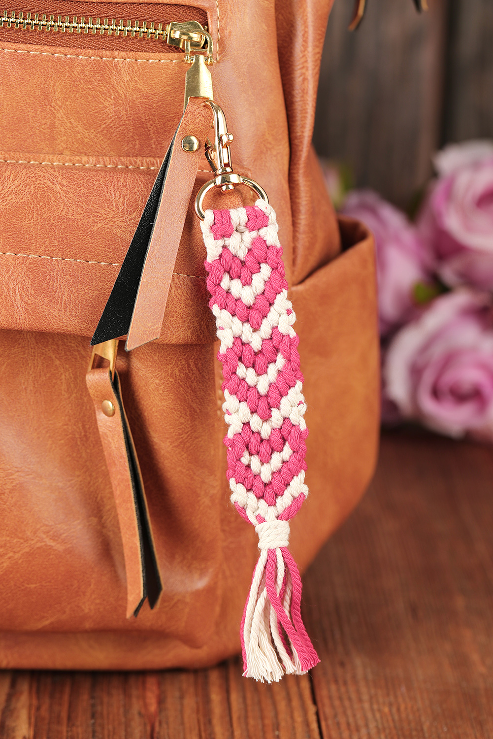 US$ 2.07 Drop-shipping Pink Valentine's Day Heart Shaped Braided Key ...
