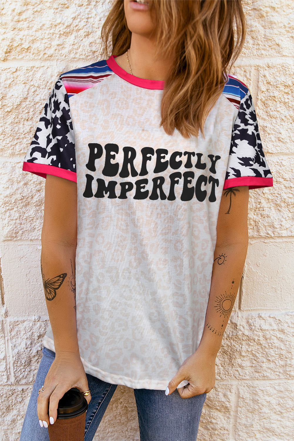 US$ 7.67 Drop-shipping PERFECTLY IMPERFECT Leopard Print Raglan Sleeve ...