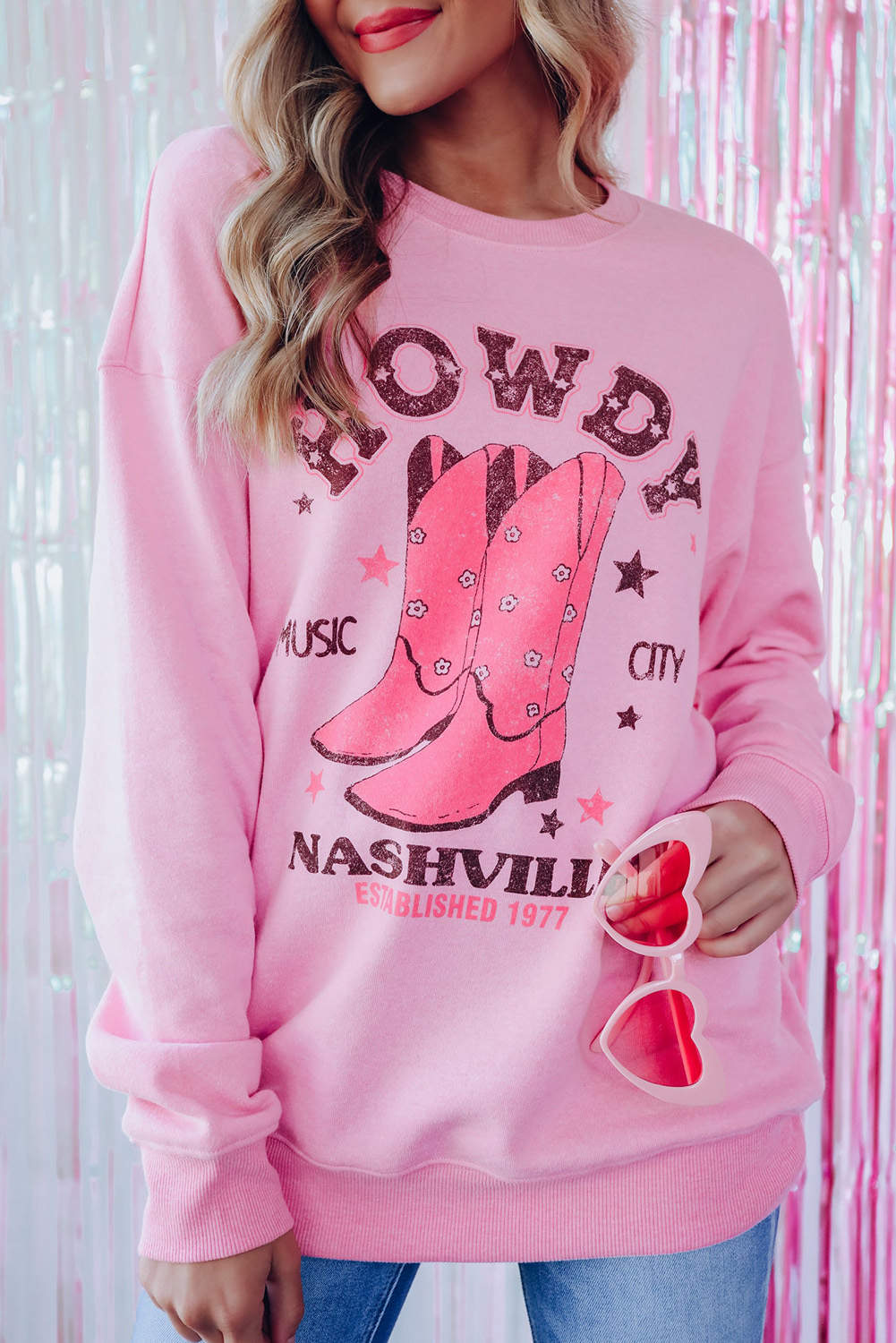 US$ 10.22 Drop-shipping Pink HOWDY NASHVILLE Vintage Western Graphic ...