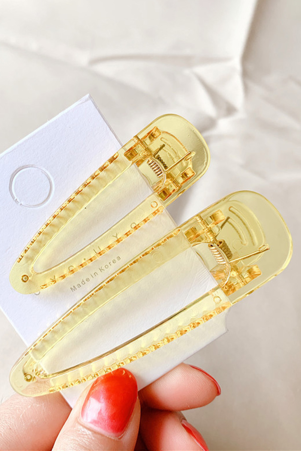 US$ 1.13 Drop-shipping Yellow Clear Transparent Two Piece Hair Clip for ...