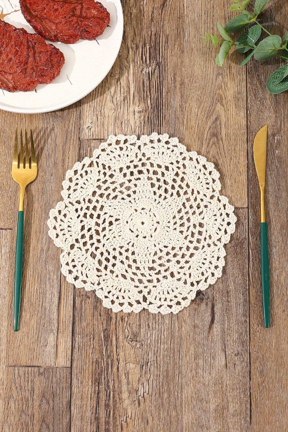 US$ 1.13 Drop-shipping Beige Flower Hand Crochet Round Coaster 20cm for ...