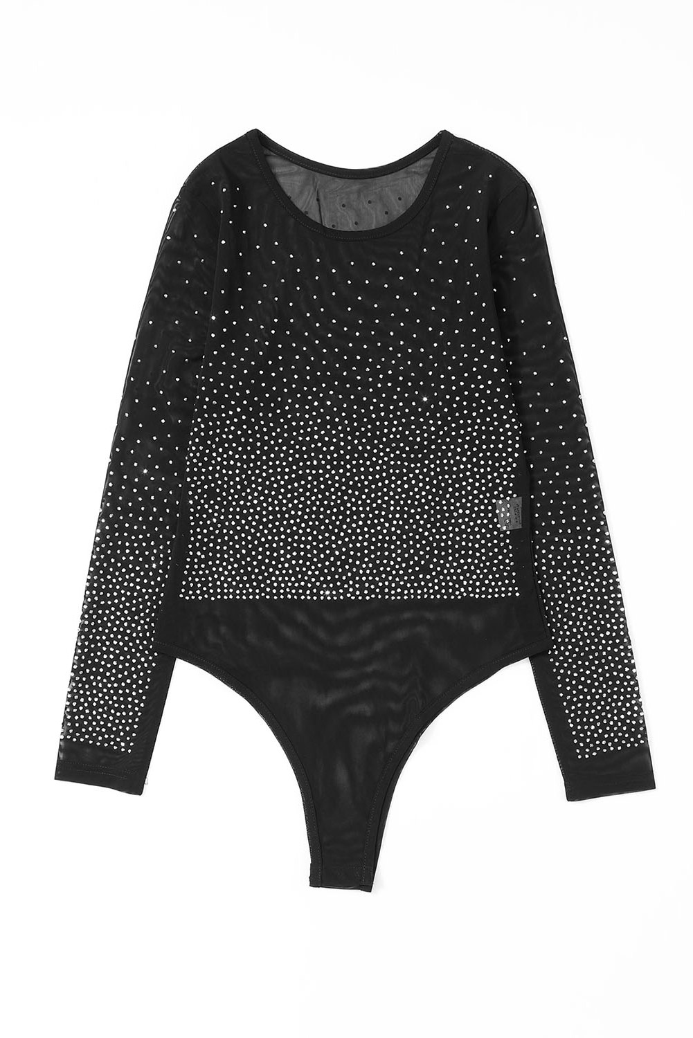 US$ 7.48 Drop-shipping Black Rhinestone Embellished Mesh Long Sleeve ...