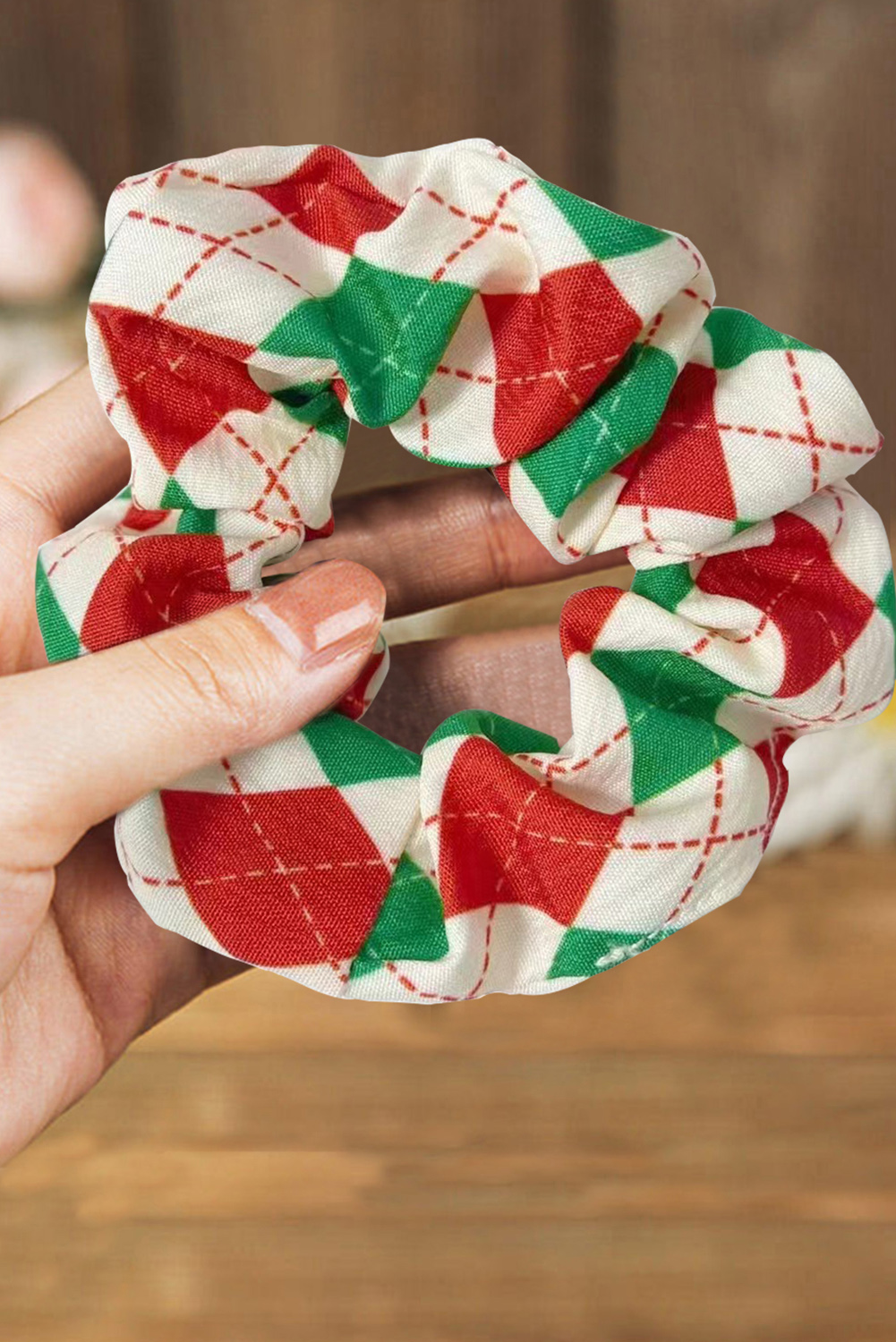 US$ 1.13 Drop-shipping Red Christmas Plaid Color Block Hair Scrunchie ...