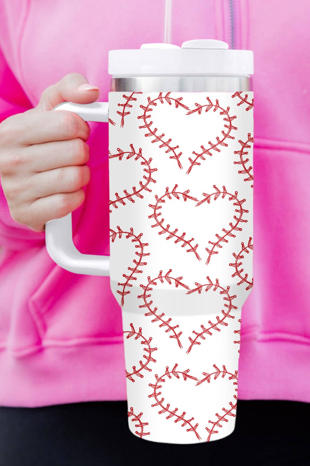 US$ 8.74 Drop-shipping White Heart-shaped Baseball Stainless Thermos ...