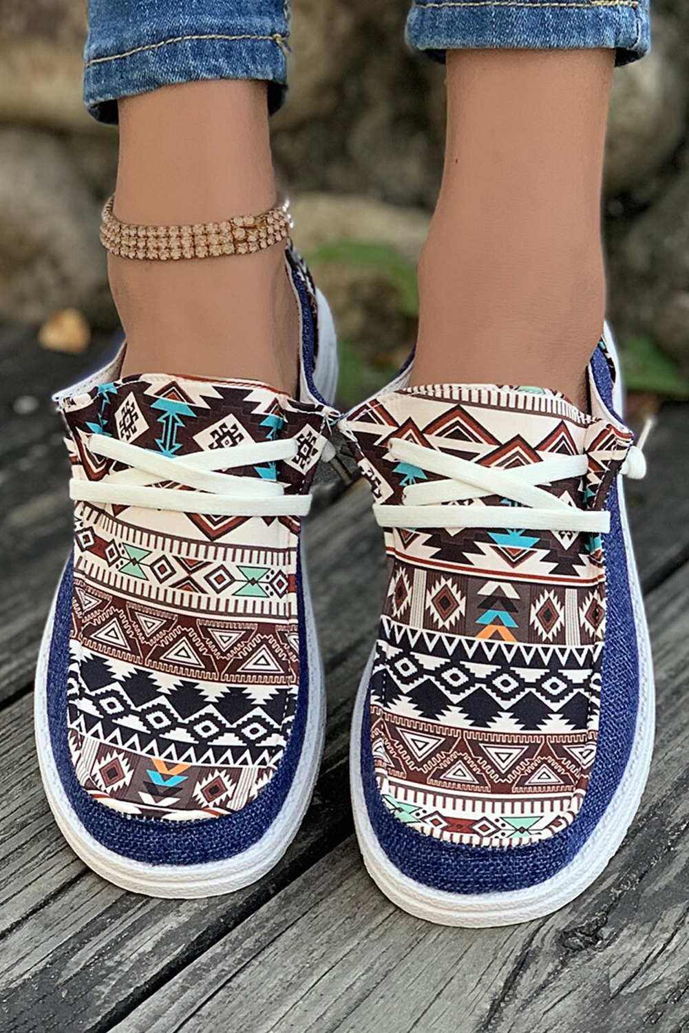 US$ 9.18 Drop-shipping Ashleigh Blue Vintage Aztec Patchwork Lace-up ...