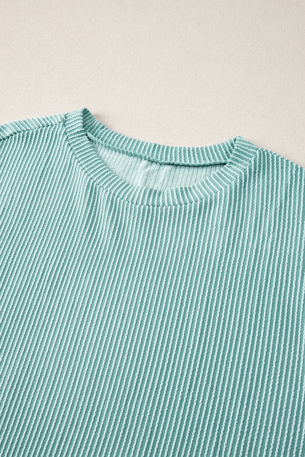 US$ 10.81 Drop-shipping Iceland Blue Ribbed Textured Knit Loose Fit Tee ...