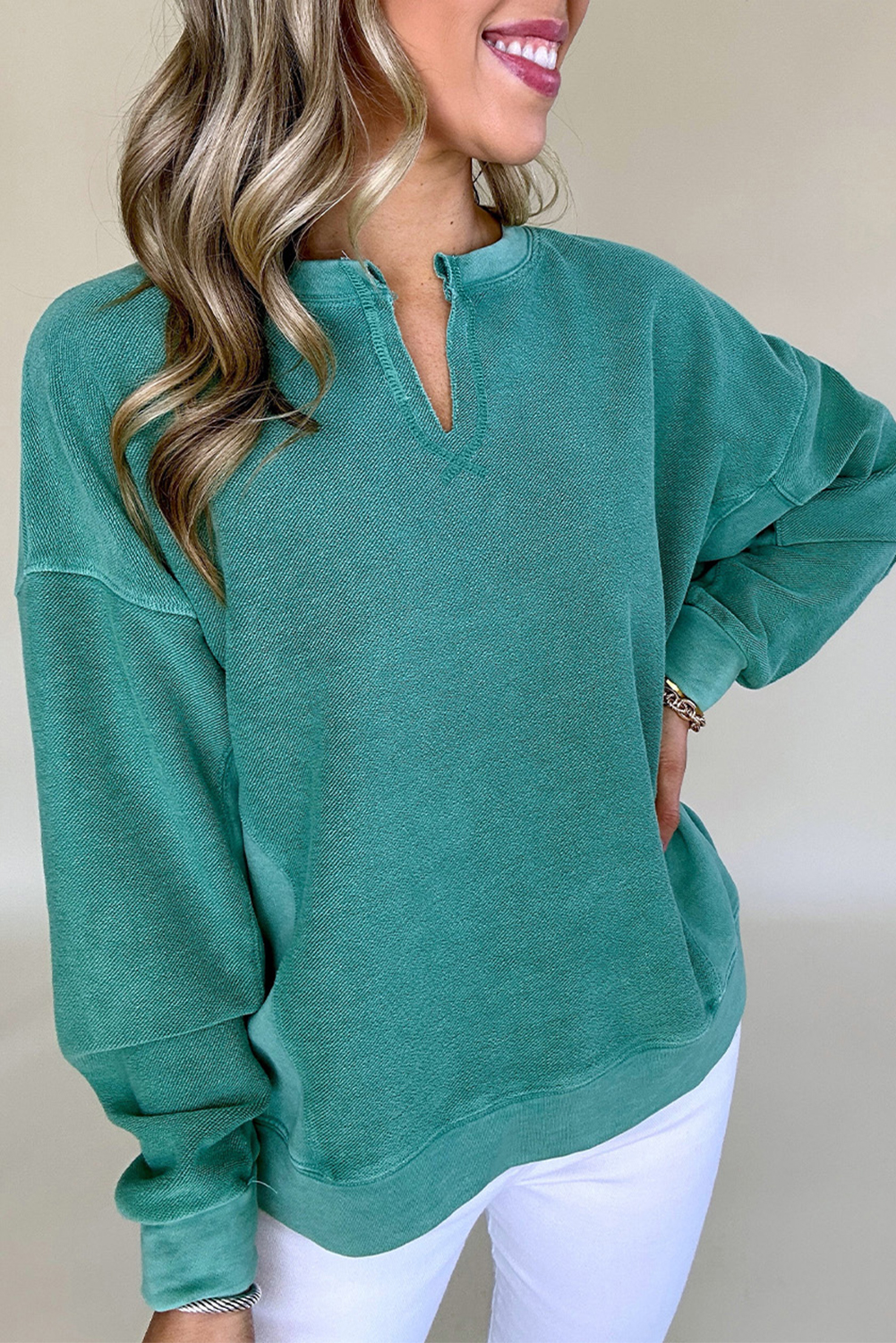 US$ 14.03 Drop-shipping Skobeloff Solid Color Notched Neck Drop ...